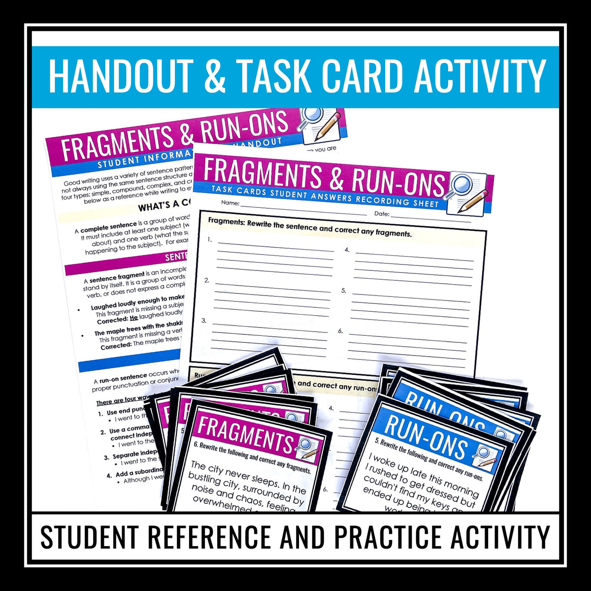 Fragments and Run-On Sentences Lesson - Grammar Presentation and Assig ...