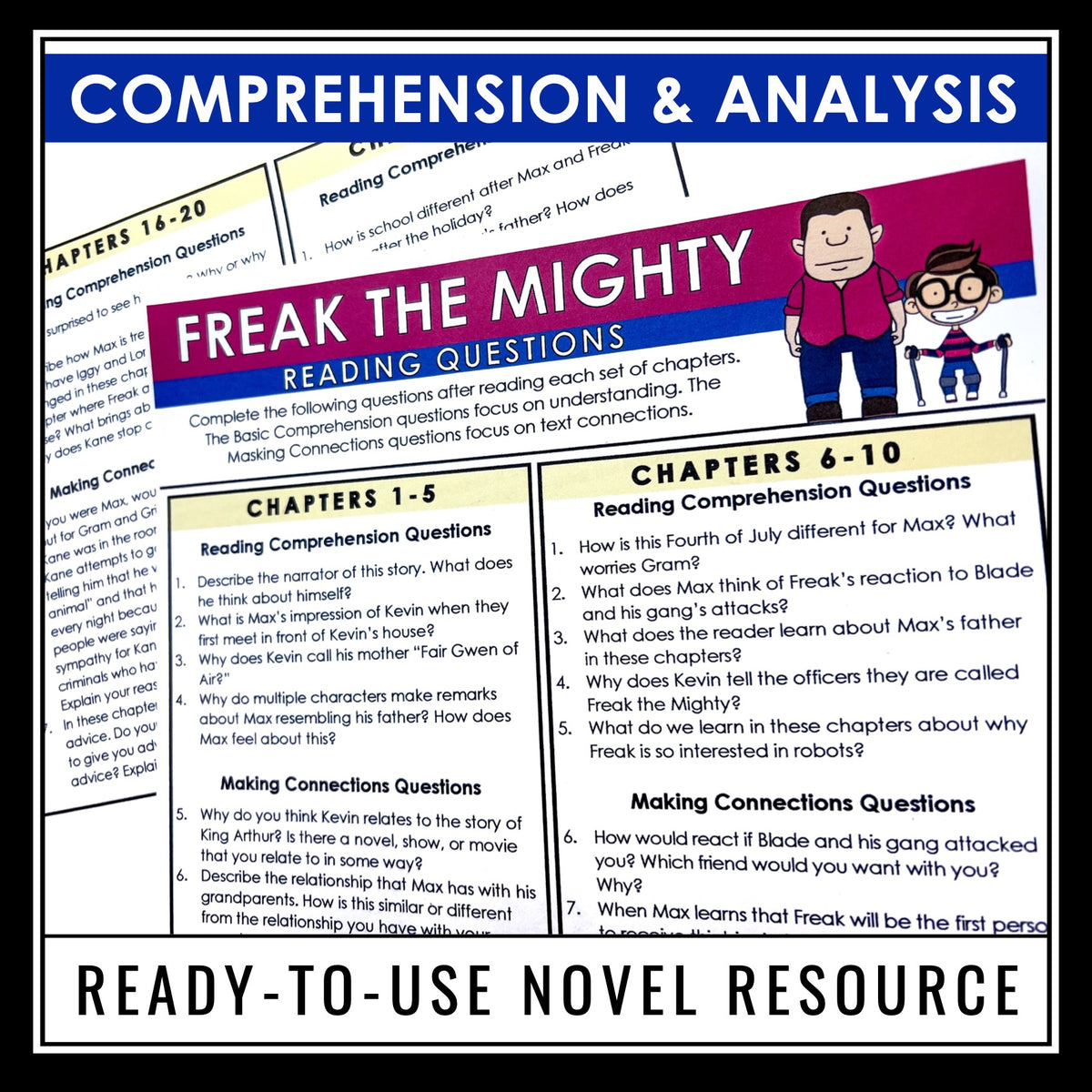 Freak the Mighty Questions - Comprehension & Analysis Reading Chapter ...