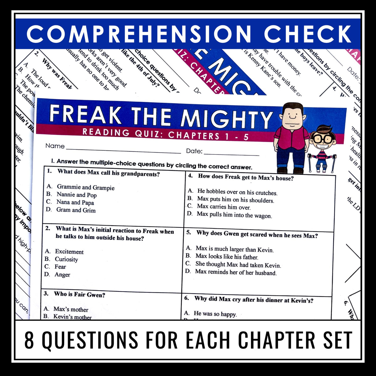Freak the Mighty Quizzes - Multiple Choice and Quote Chapter Reading Q ...