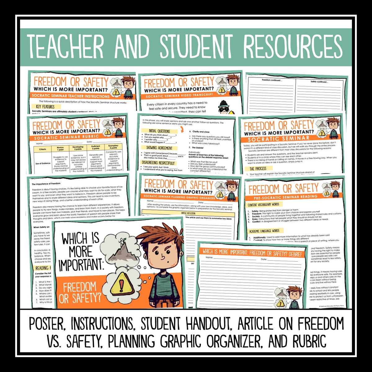 Socratic Seminar - Freedom or Safety Discussion Slides, Organizers, an ...