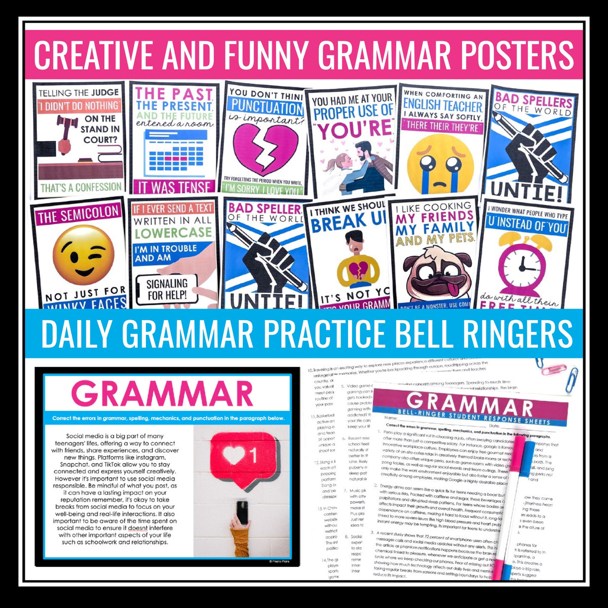 Grammar Activity Bundle - Activities, Assignments, Slides, Posters, Ta ...