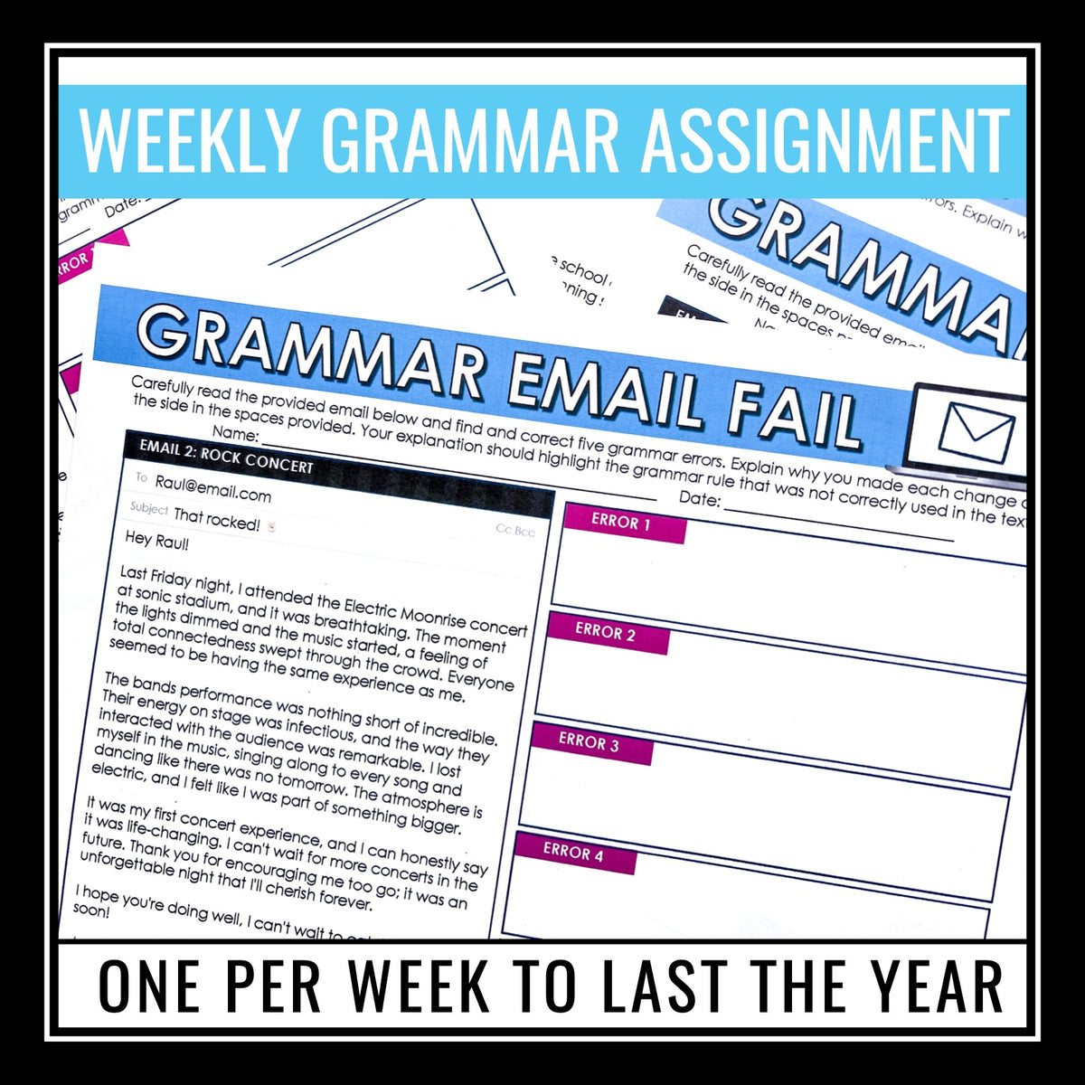 Grammar Activity - Correcting Grammar Errors in Emails Assignments & T ...
