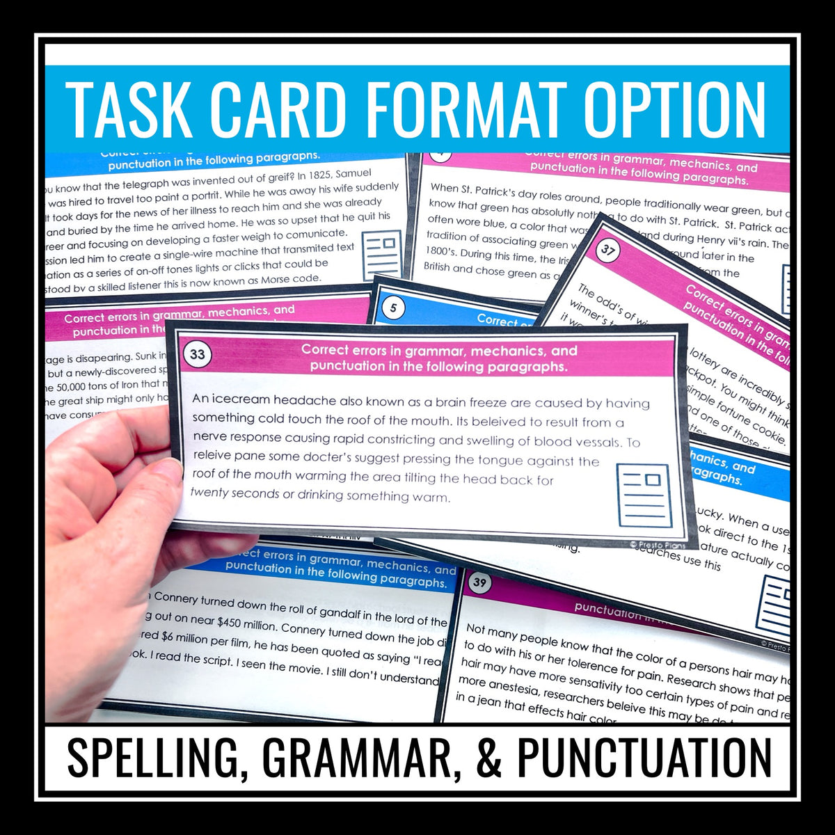 Grammar Bell Ringers - Editing Grammar, Punctuation, & Spelling Task C ...
