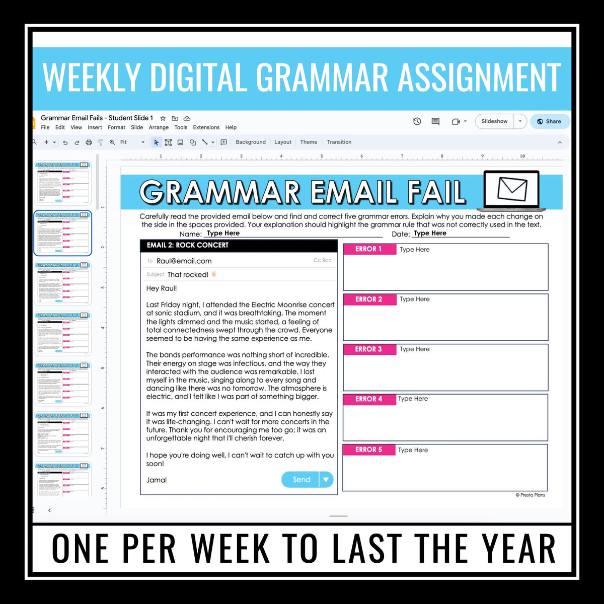 Grammar Activity - Correcting Grammar Errors in Emails Assignments - D ...