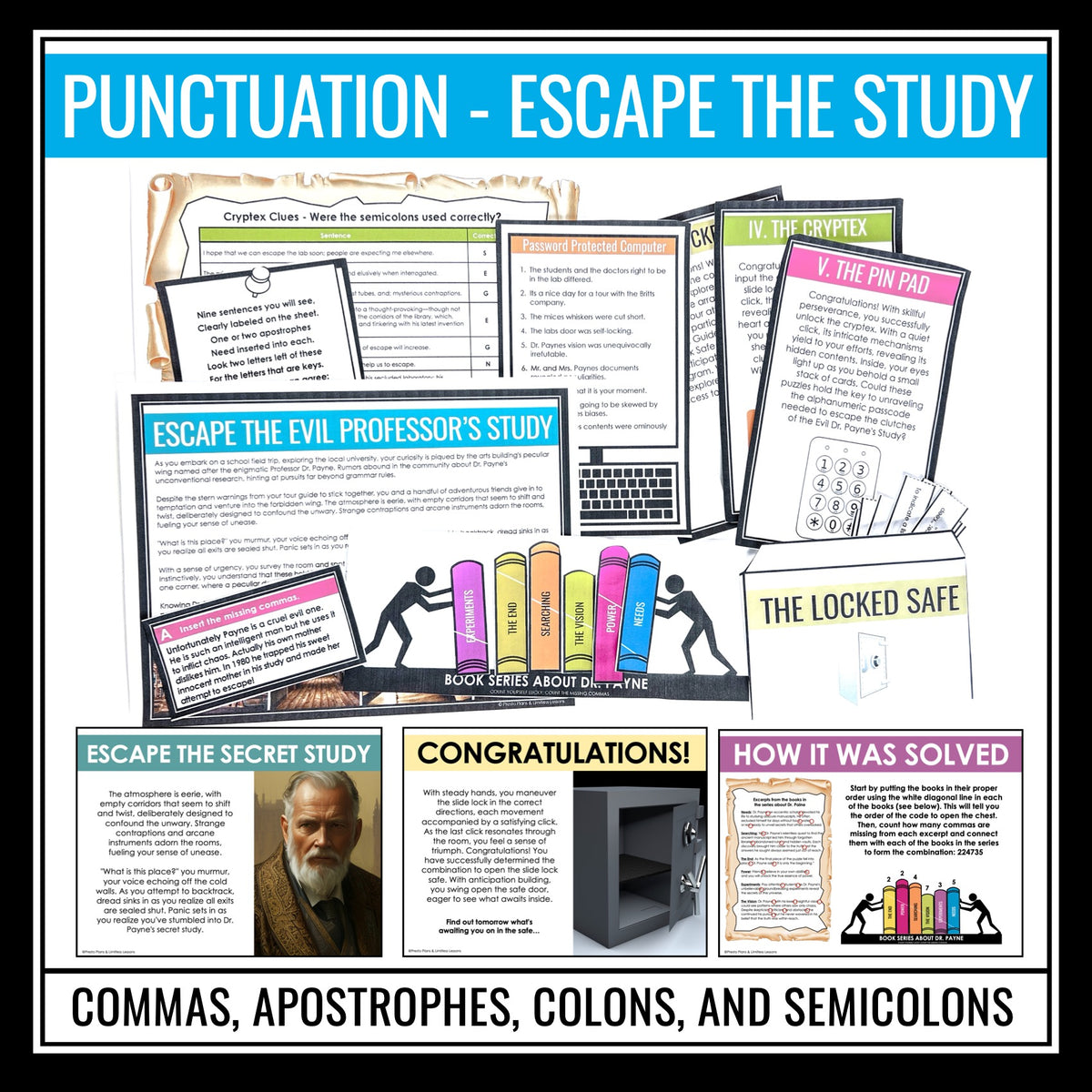 Grammar Escape Room Activity Bundle - 4 Classroom Grammar Breakout Gam ...