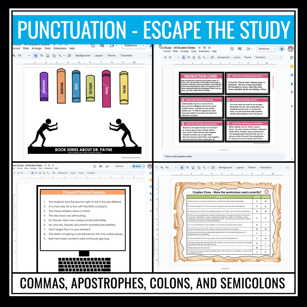 Grammar Escape Room Bell Ringer Activities Digital Bundle - Breakout G ...
