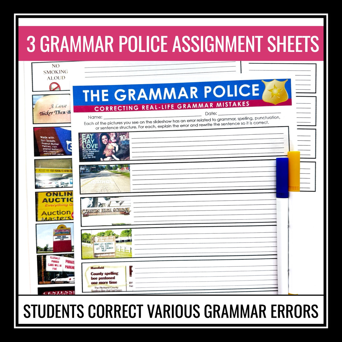 Grammar Activity - Editing Grammar Errors in Real Examples Slides & As ...