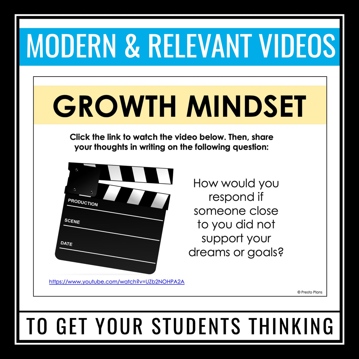 Growth Mindset Writing Prompts - Video Clip Journal Writing Topics ...