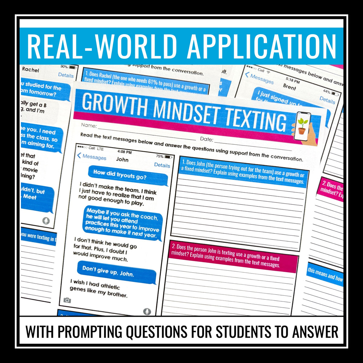 Growth Mindset Assignments - Growth and Fixed Mindsets in Text Message ...