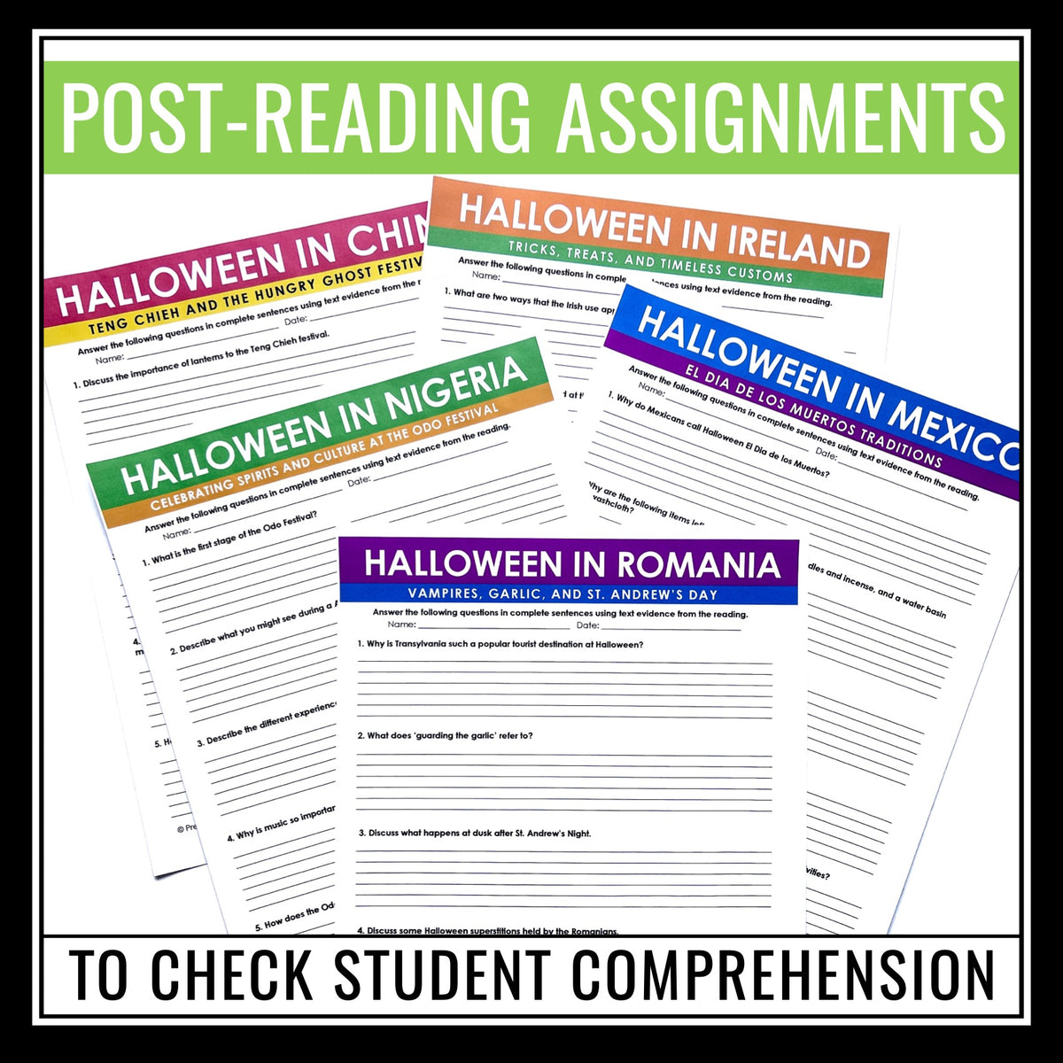 Halloween Around the World Reading Comprehension - Nonfiction Assignme ...