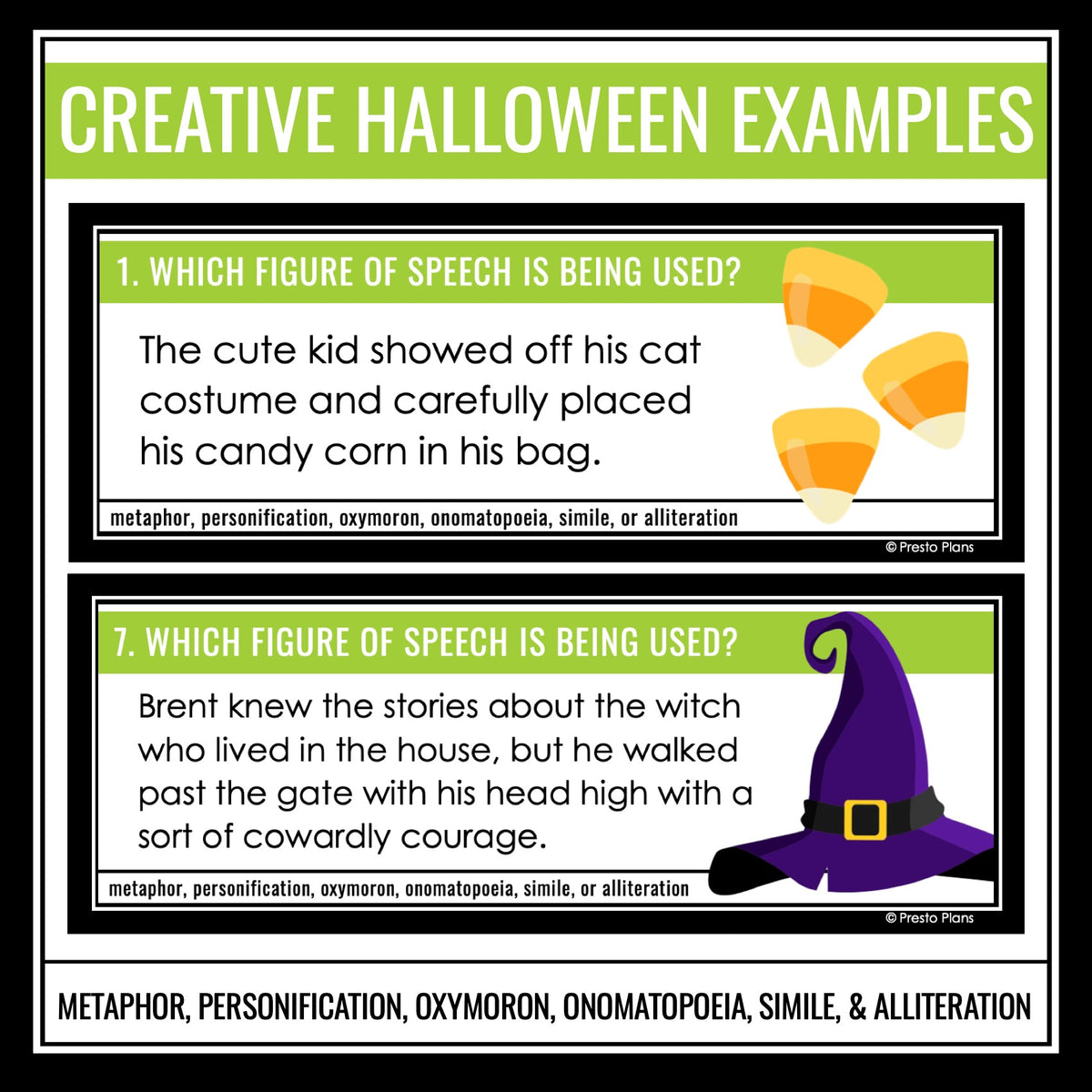 Halloween Figurative Language Activity - Literary Devices Task Cards ...