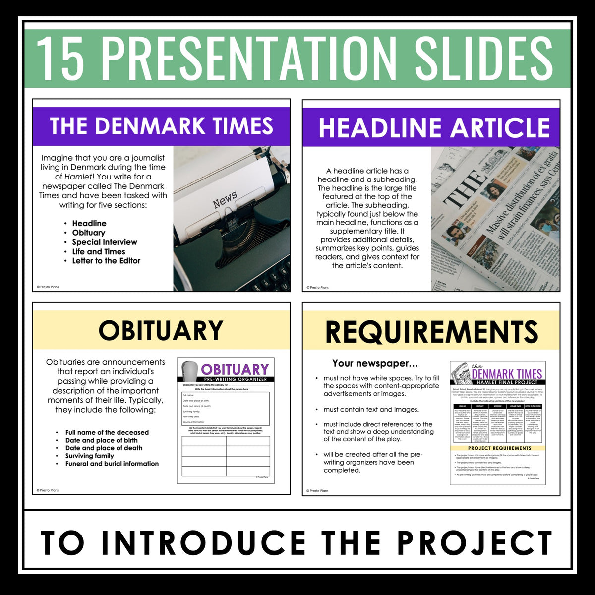 Hamlet Project - Creative Newspaper Final Assignment for Shakespeare's ...