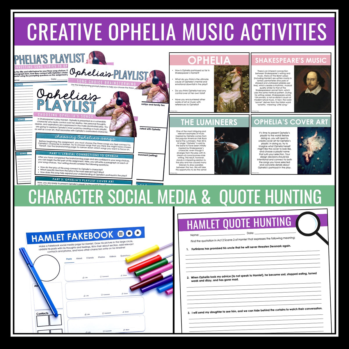 Hamlet Activity Bundle - Creative Activities & Assignments - Shakespea ...