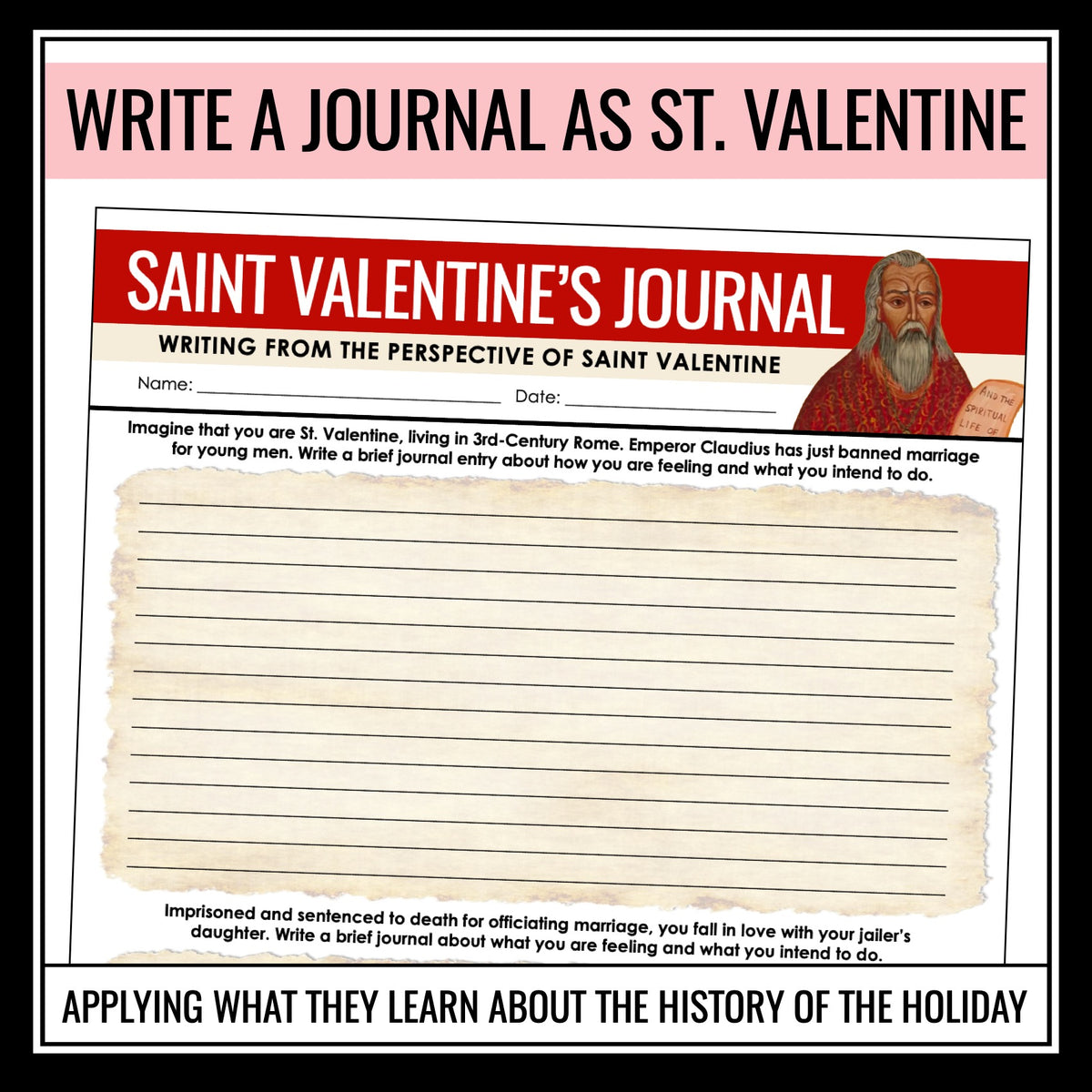 History of Valentine's Day Lesson Presentation and Creative Writing As ...