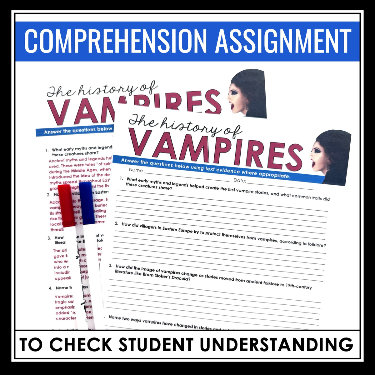 Halloween Reading Comprehension Vampires Nonfiction Article & Assignme ...