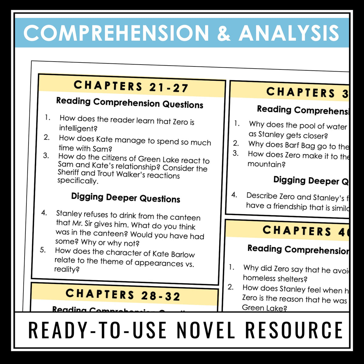 Holes Questions Comprehension & Analysis Chapter Reading Questions Lou ...