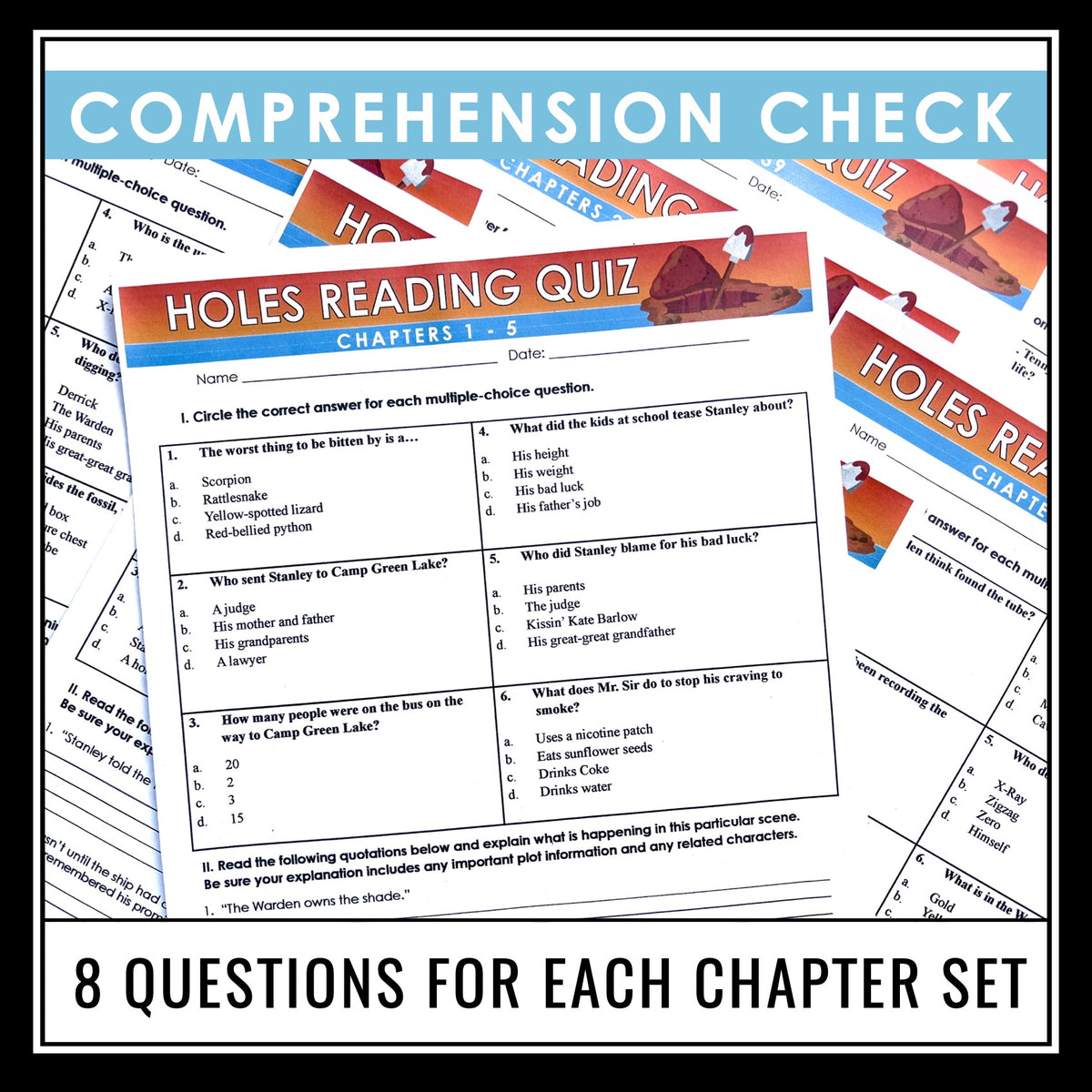 Holes Quizzes - Multiple Choice and Quote Chapter Quizzes & Answers Lo ...
