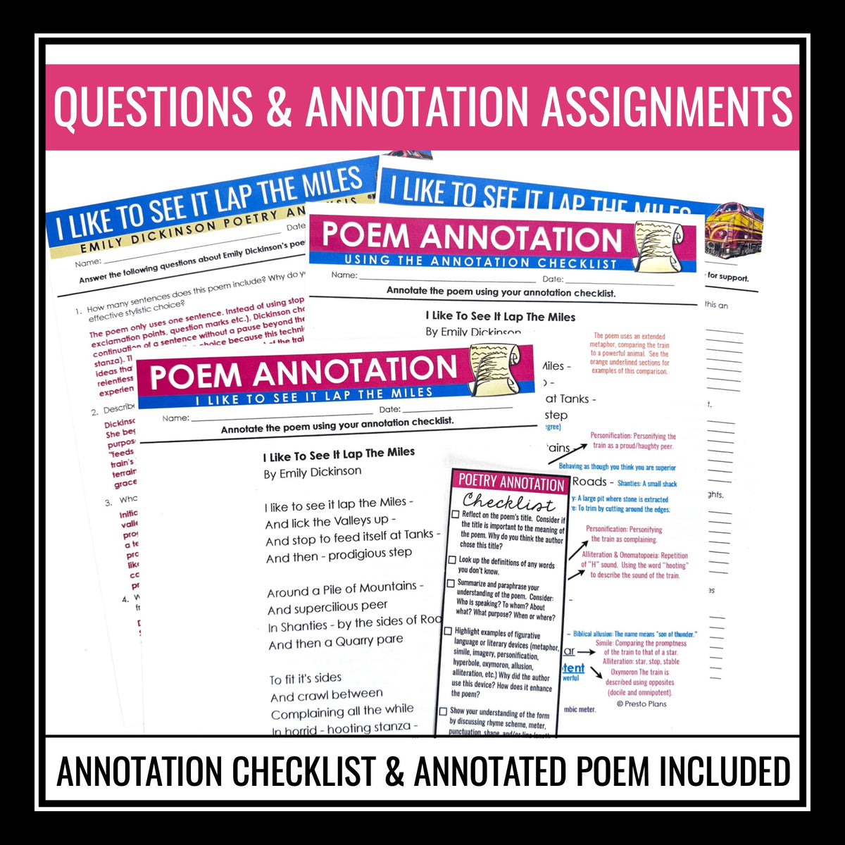 I Like to See it Lap the Miles by Emily Dickinson - Poetry Lesson and ...