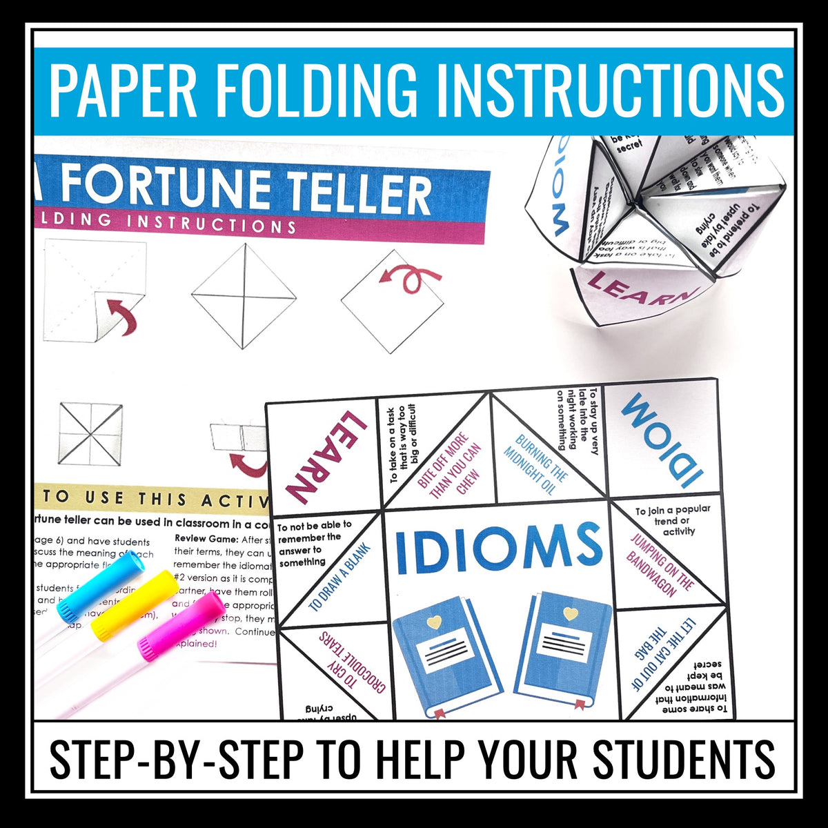 Idioms Paper Fortune Teller Activity - Idioms Game Hands-On Activity ...