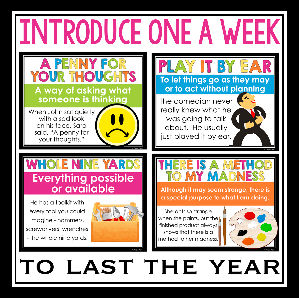 Idiom of the Week Posters - Classroom Bulletin Board Decor Idioms - Vo ...