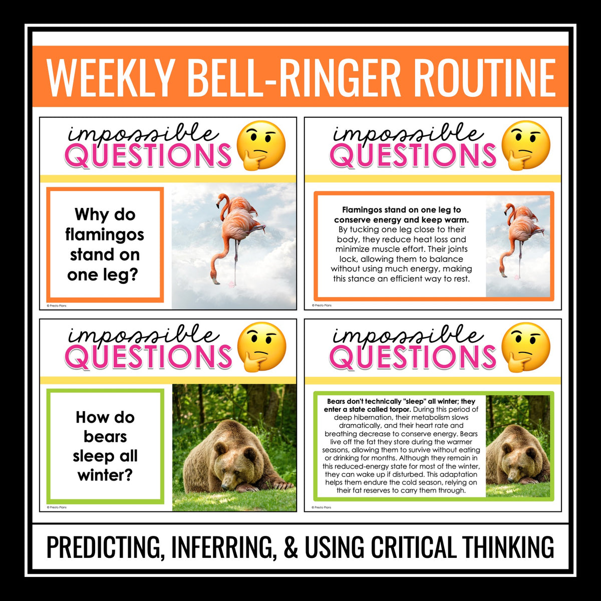 Making Inferences and Predictions Bell Ringers Activity - Impossible Q ...