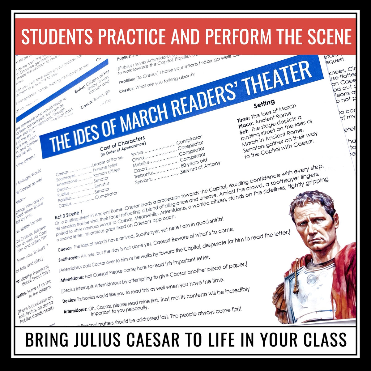 Julius Caesar Reader's Theater Script for Act 3 Scene 1 of Shakespeare ...