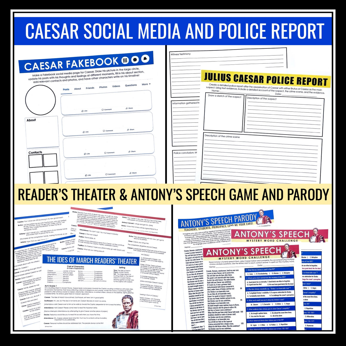 Julius Caesar Activity Bundle - Creative Activities & Assignments Shak ...