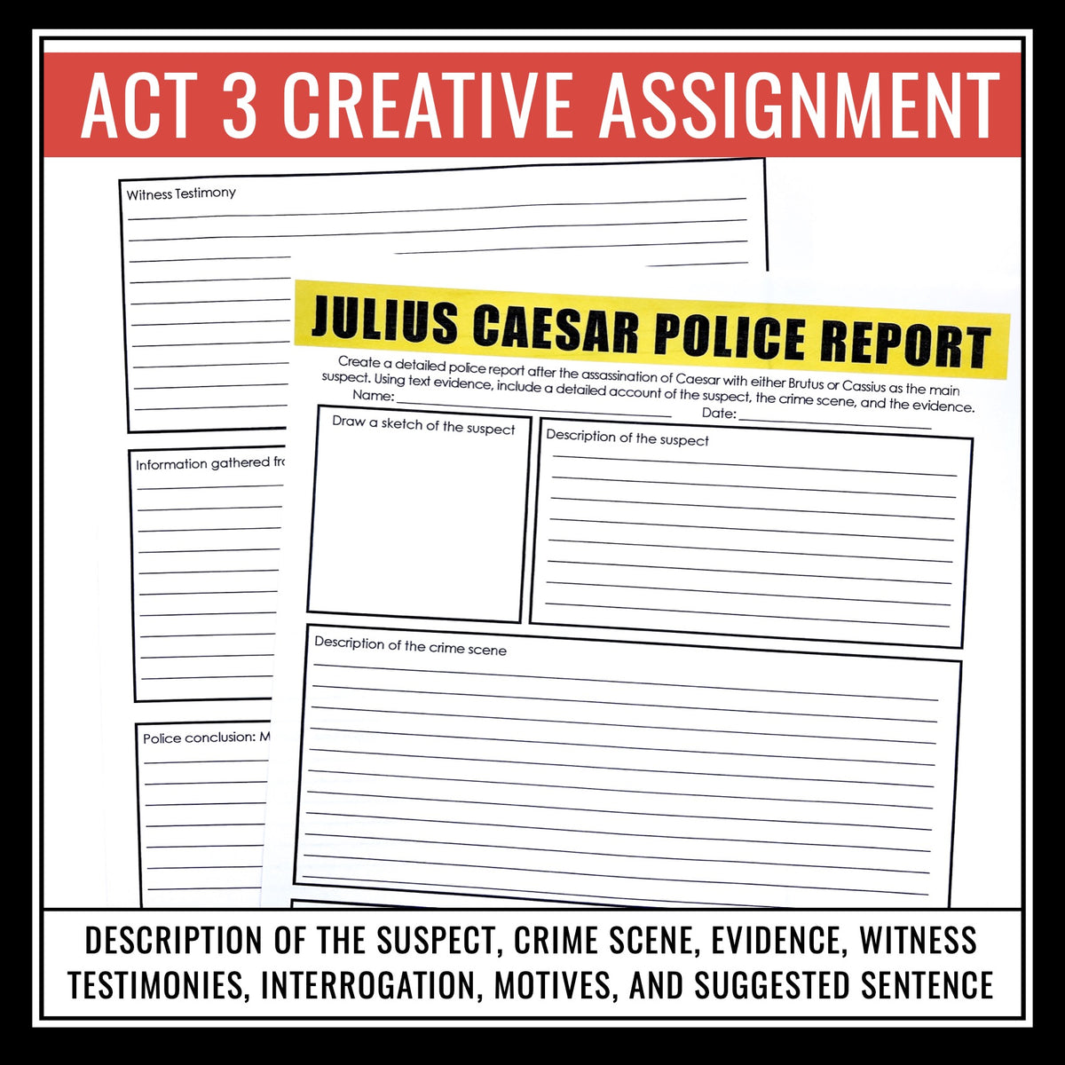 Julius Caesar Police Report Creative Writing Assignment for Shakespear ...