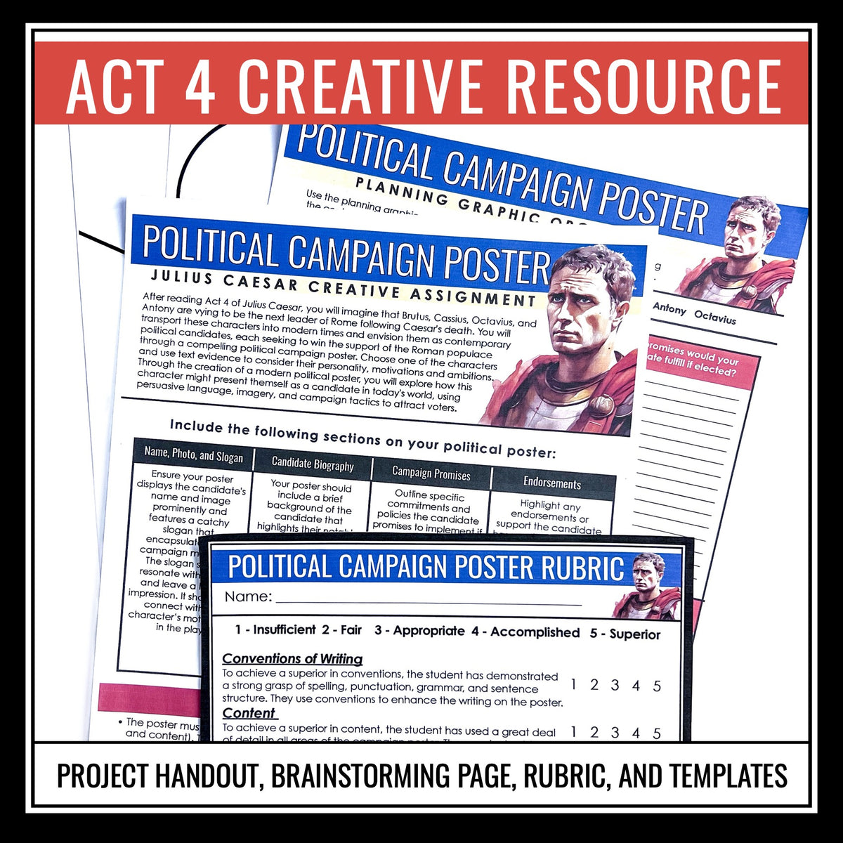 Julius Caesar Political Campaign Poster Creative Project for Shakespea ...