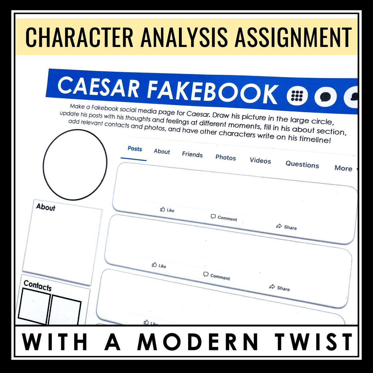 Julius Caesar Character Assignment - Caesar's Social Media Page - Shak ...