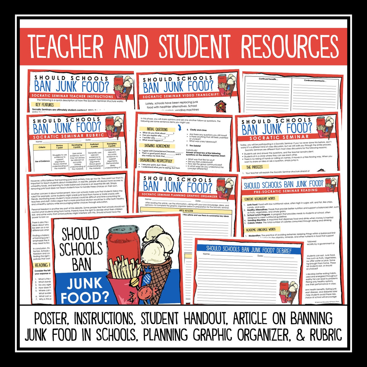 Socratic Seminar - Junk Food in School Discussion Slides, Organizers ...