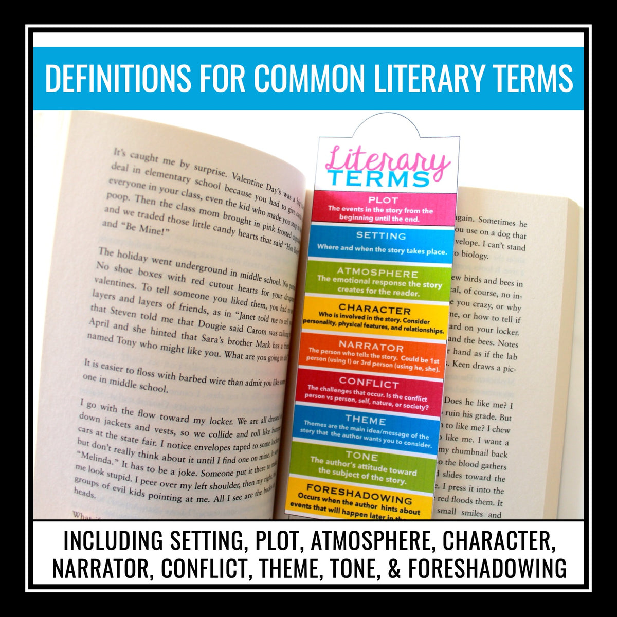 Literary Devices Bookmarks - Literary Terms and Story Elements Referen ...