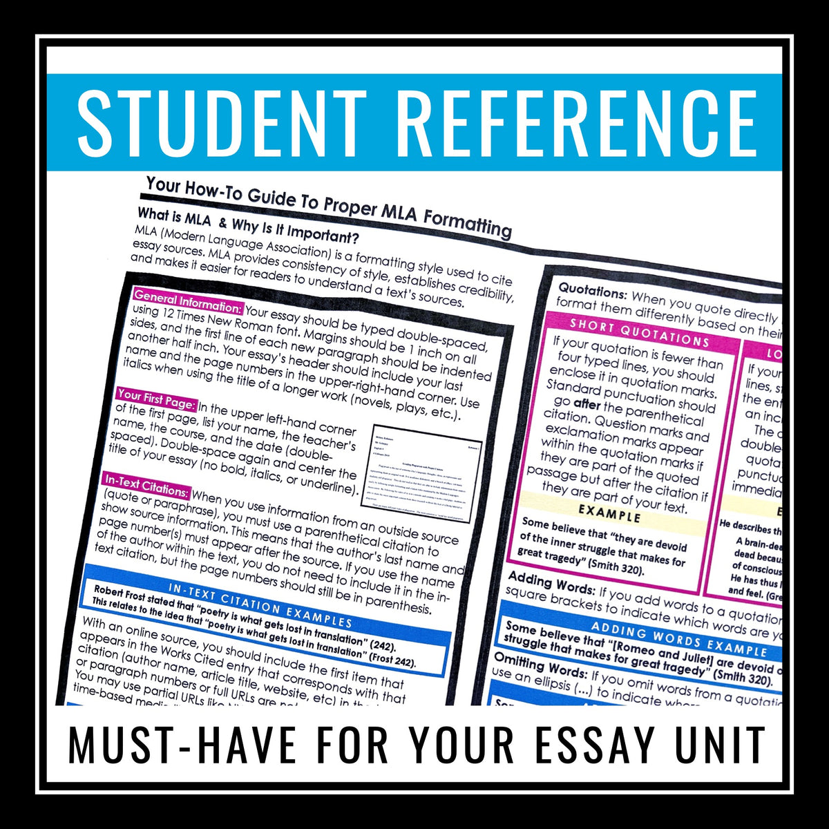 MLA Formatting 9th Ed. - Student Reference Handbook for Essay Writing ...