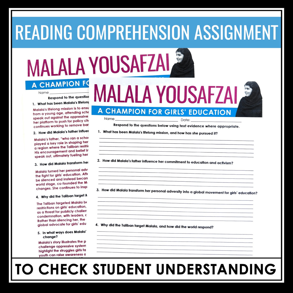 Malala Yousafzai Biography - Slides, Nonfiction Article & Reading Assi ...
