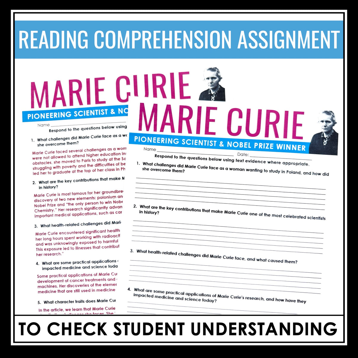 Marie Curie Biography - Slides, Nonfiction Science Article & Reading A ...