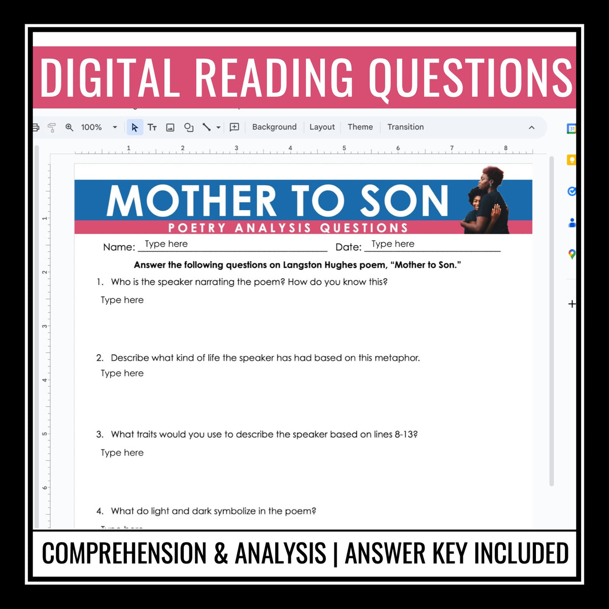 Mother to Son by Langston Hughes - Digital Poetry Slides and Assignmen ...