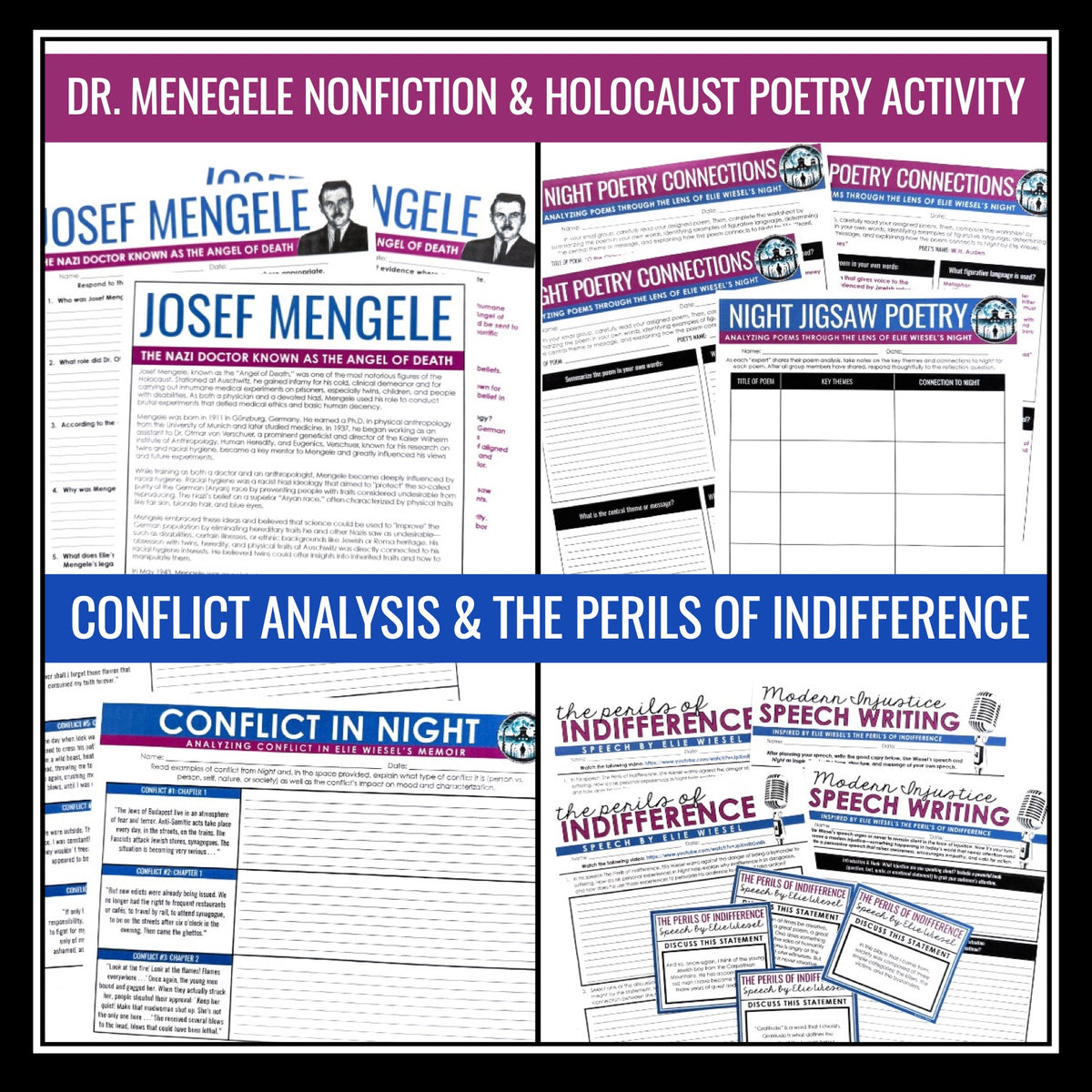 Night by Elie Wiesel Activity Bundle - Creative Activities and Assignm ...