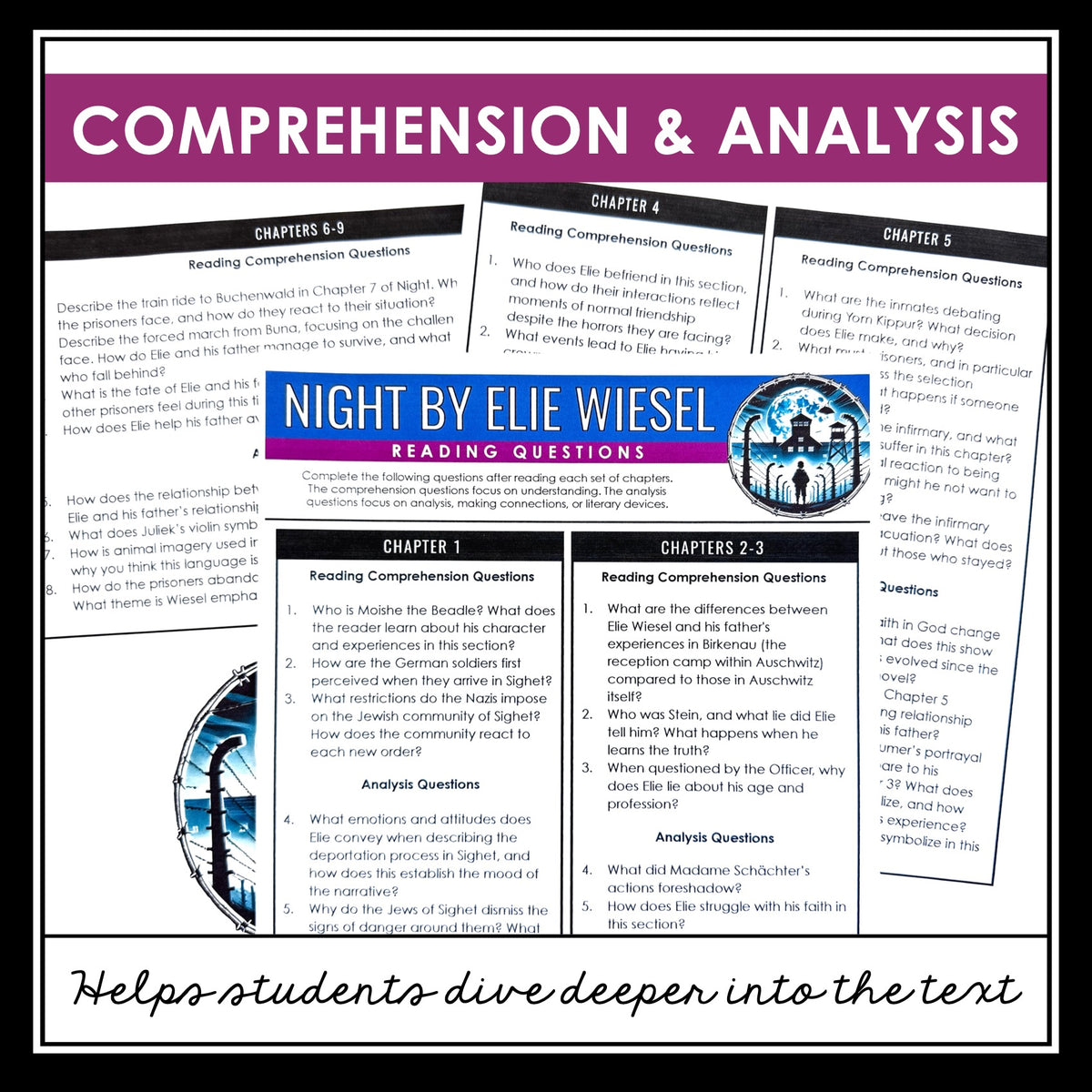 Night by Elie Wiesel Questions - Comprehension and Analysis Chapter Qu ...