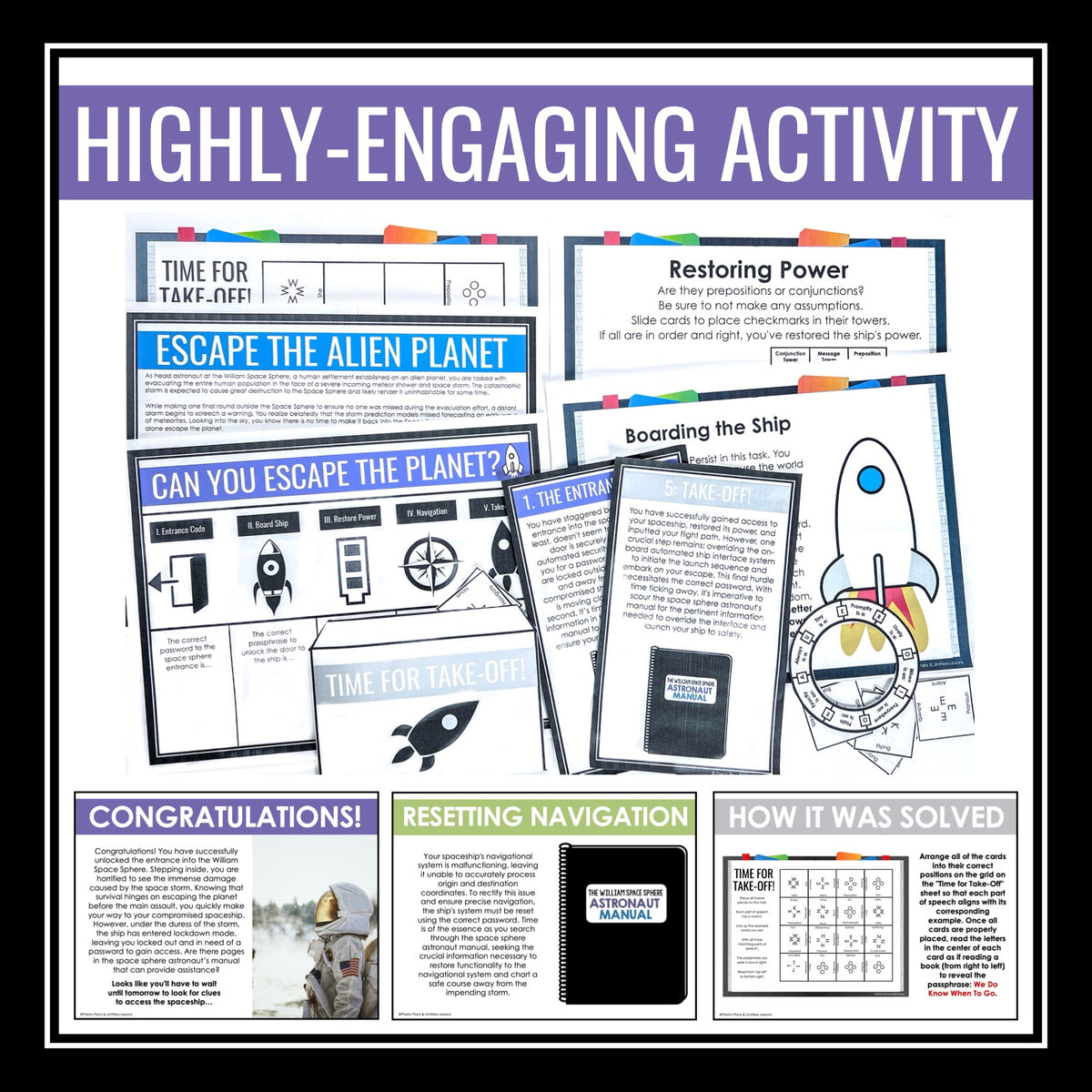 Parts of Speech Escape Room Activity - Grammar Breakout Game - Alien P ...