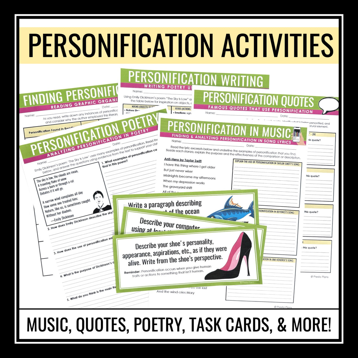 Personification Activities & Assignments Literary Devices & Figurative ...