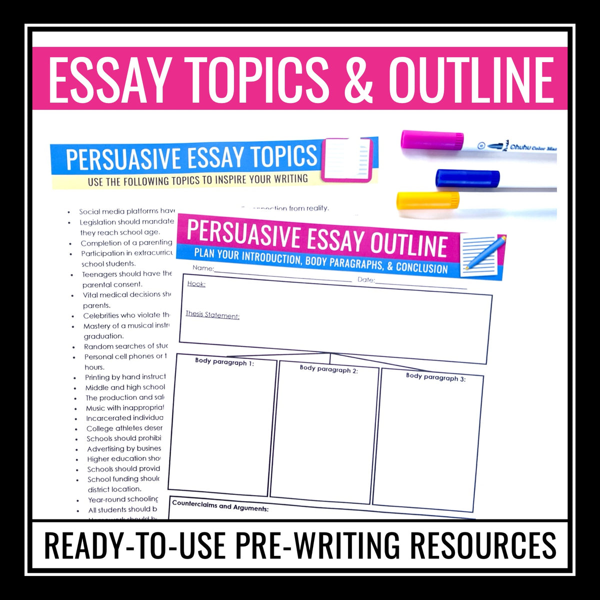 Persuasive Essay Writing - Presentation, Outline, and Topics - Argumen ...