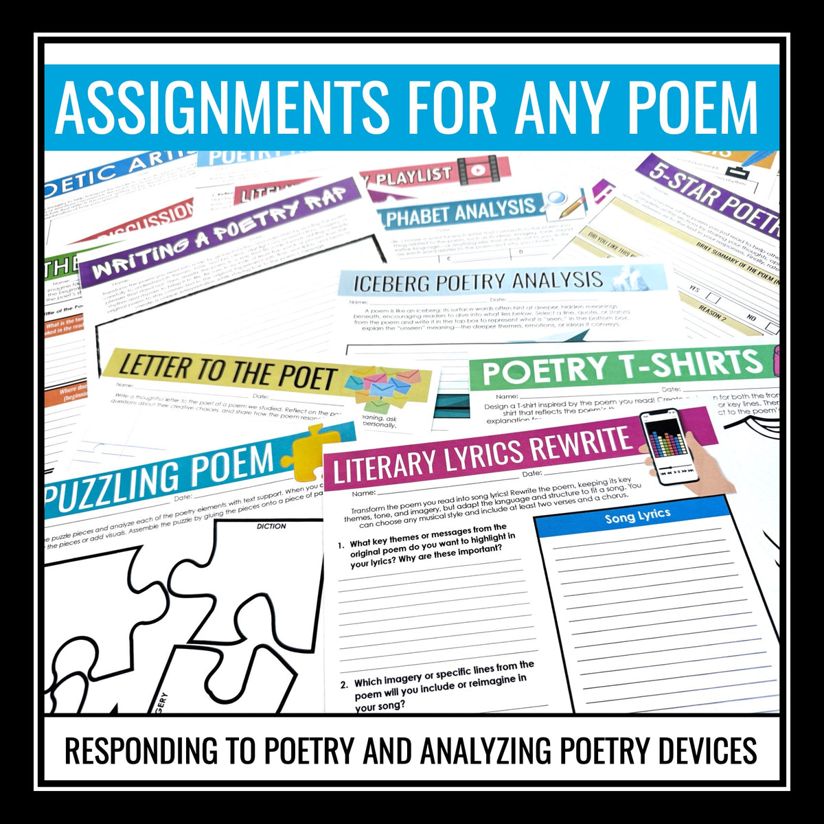 Poetry Assignments for Any Poem – 50 Creative Poetry Analysis Reading ...