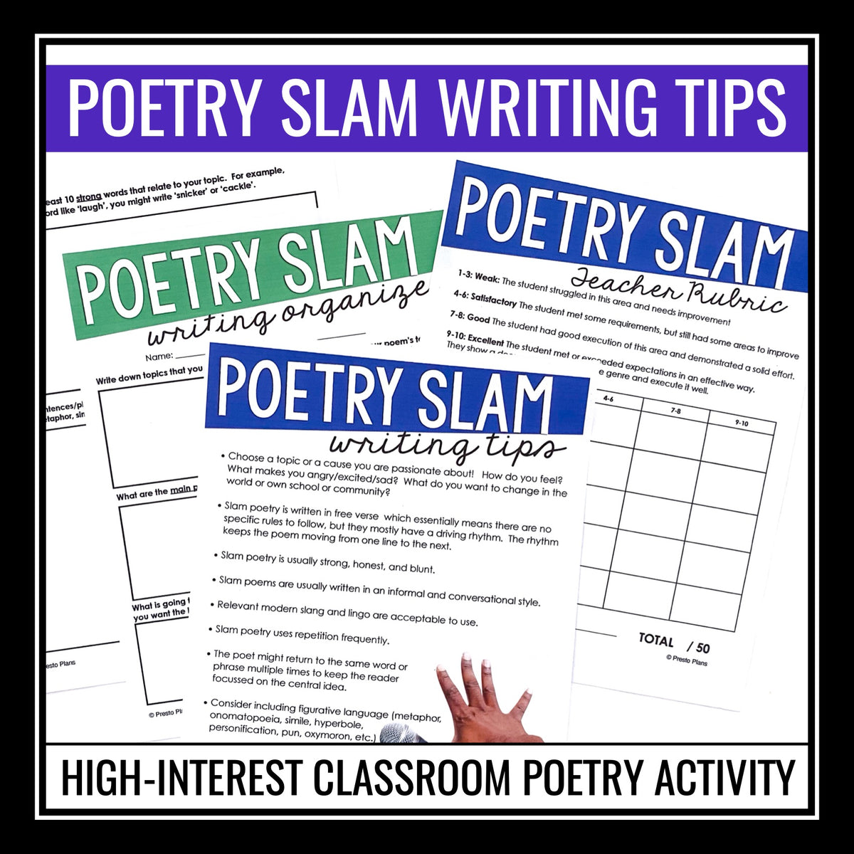 Poetry Slam Writing - Presentation, Handouts, Activities to Write a Sl ...