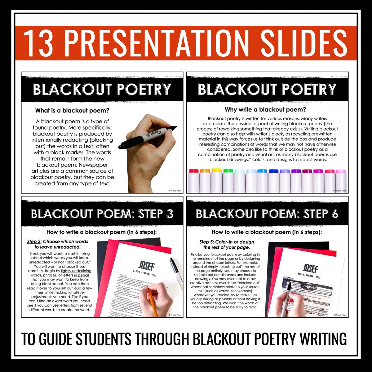Refugee by Alan Gratz Activity - Writing a Blackout Poem Novel Poetry ...