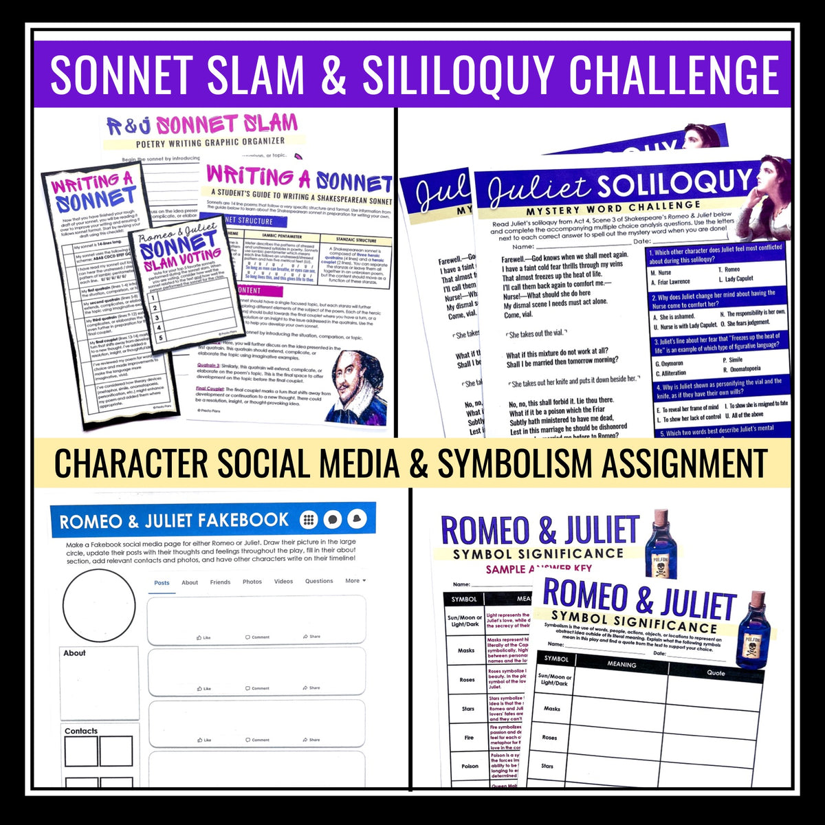 Romeo and Juliet Activity Bundle - Creative Activities & Assignments S ...