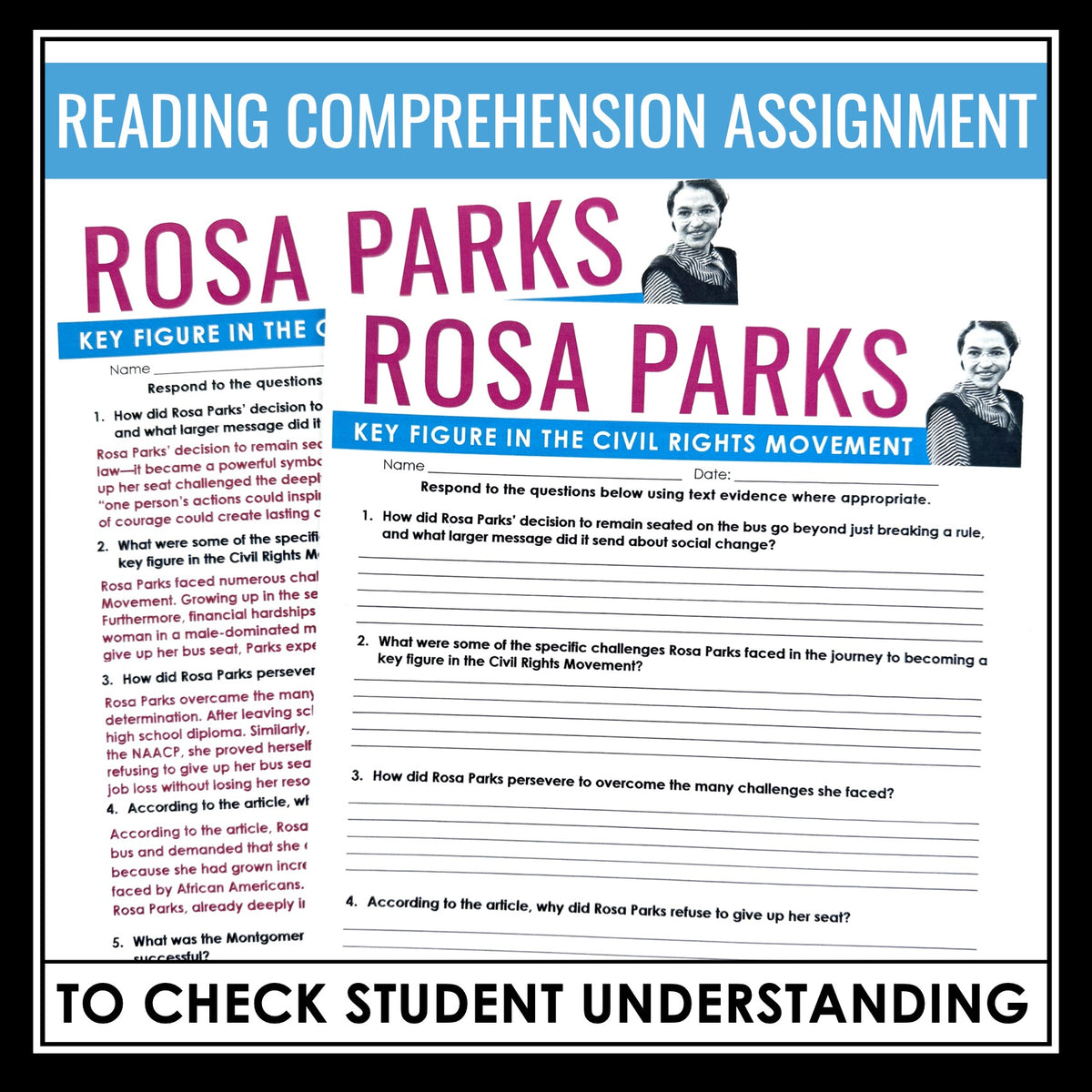Rosa Parks Biography Article, Slides & Questions - Black History Women ...