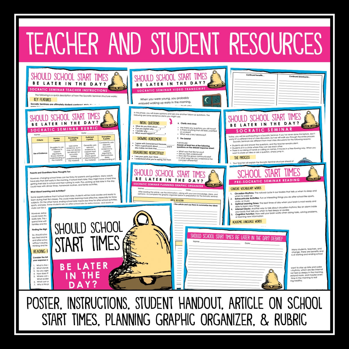 Socratic Seminar - School Start Times Discussion Slides, Organizers ...
