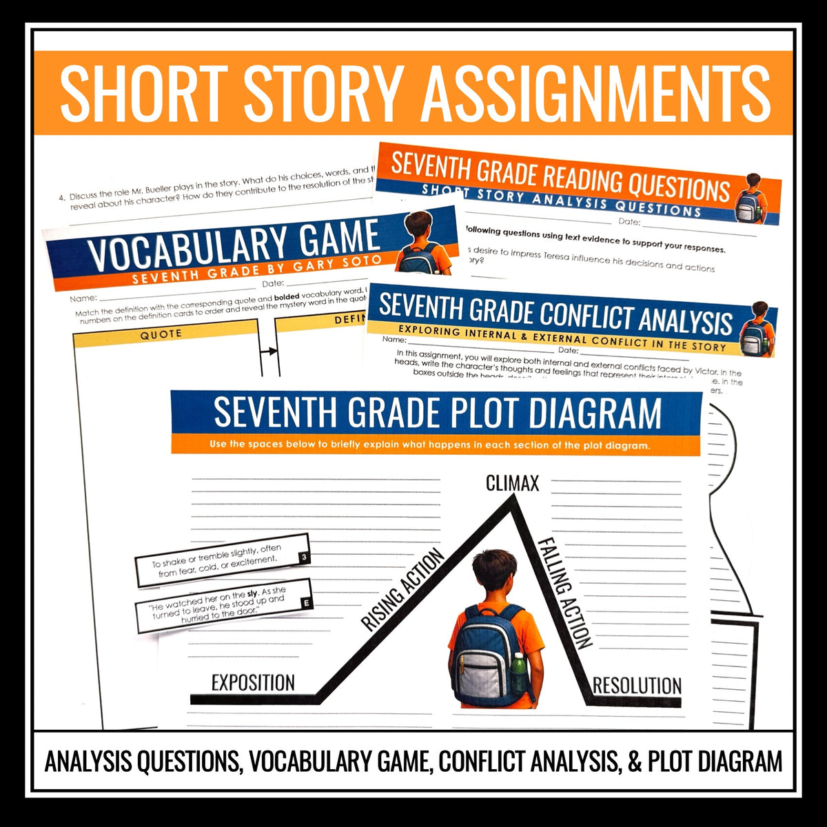 Seventh Grade by Gary Soto Short Story Presentation, Assignments, and ...