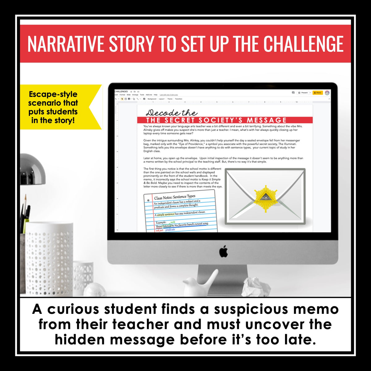 Simple Sentence Type Grammar Digital Escape Room Activity, Slides, and ...