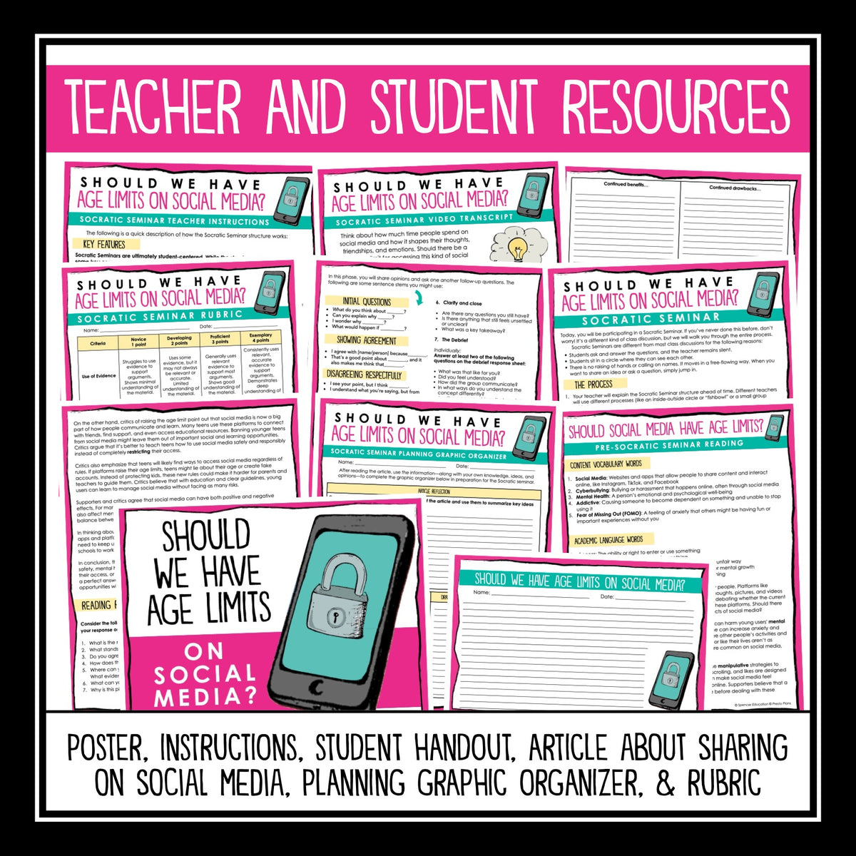 Socratic Seminar - Social Media Age Limits Slides, Graphic Organizers ...